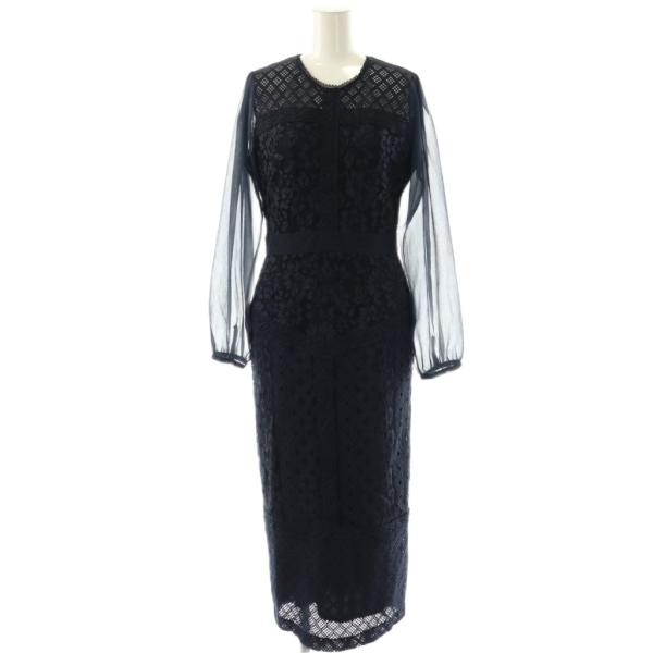 ナイン NINE ナイン NINE レース シアースリーブ ワンピース 切り替え タイト ロング マキシ丈 レディース【ブランド】ナイン NINE【表記サイズ】S【実寸サイズ】肩幅：35cm　身幅：42cm　着丈：120cm　袖丈：58cm...