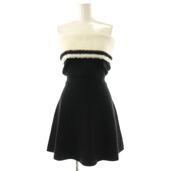 未使用品 ダーリッチ Darich 23AW バイカラーオフショルミニワンピース ニット F-L ブラック ホワイト /ES ■OS レディース【ブランド】ダーリッチ Darich【表記サイズ】Free-L 【実寸サイズ】身幅：36cm　総...