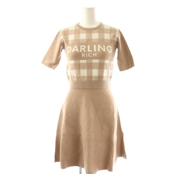 未使用品 ダーリッチ Darich 23SS ギンガムチェックニットミニワンピース 半袖 F-L ベージュ ホワイト /ES ■OS レディース【ブランド】ダーリッチ Darich【表記サイズ】Free-L【実寸サイズ】肩幅：30cm　身幅...