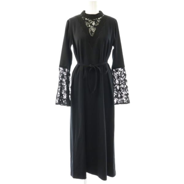 アニュアンス anuans コードレースドッキングワンピース ロング F ブラック /DF ■OS レディース【ブランド】アニュアンス anuans【表記サイズ】F【実寸サイズ】肩幅：35.5cm　身幅：44cm　着丈：118cm　袖丈：5...