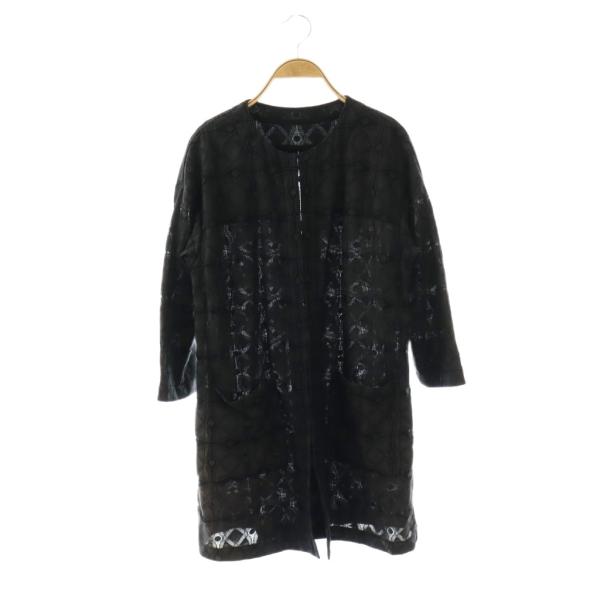 グレースクラス GRACE Class レース ノーカラージャケット ロング 38 ブラック /ES ■OS レディース【ブランド】グレースクラス GRACE Class【表記サイズ】38【実寸サイズ】肩幅：53cm　身幅：55cm　袖丈：...