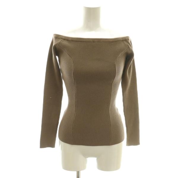 オーバーイー overE オフショルパネルニット セーター U65 茶色 ブラウン 長袖 リブニット パネル切り替え /AG ■OS レディース【表記サイズ】U65【実寸サイズ】身幅：約35cm　着丈：約45cm　ゆき丈：約71cm　　【素...