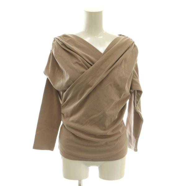 ハーリップトゥ Her lip to 近年モデル Asymmetric Cotton-blend Jersey Top トップス M ブラウンベージュ アシンメトリーネック【ブランド】ハーリップトゥ Her lip to【表記サイズ】M【実...