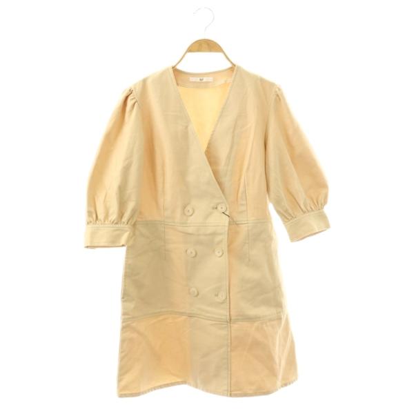 未使用品 スライ SLYZ PUFF SLEEVE DOUBLE BREATH S/ワンピース カシュクール 2 ベージュ /CX ■OS レディース【ブランド】スライ SLYZ【表記サイズ】2【実寸サイズ】肩幅：36cm　身幅：39cm　...