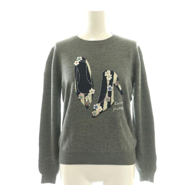 チェスティ Chesty HEEL KNIT ニット セーター フラワーモチーフ F グレー /DF ■OS ■SH レディース【ブランド】チェスティ Chesty【表記サイズ】F【実寸サイズ】肩幅：34.5cm　身幅：42cm　着丈：50...