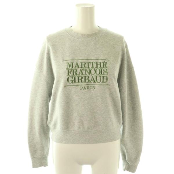 マリテフランソワジルボー MARITHE FRANCOIS GIRBAUD CLASSIC LOGO CROP SWEATSHIRT トレーナー スウェット プルオーバー ロゴ S グレー 緑 /CX ■OS レディース【ブランド】マリテフ...