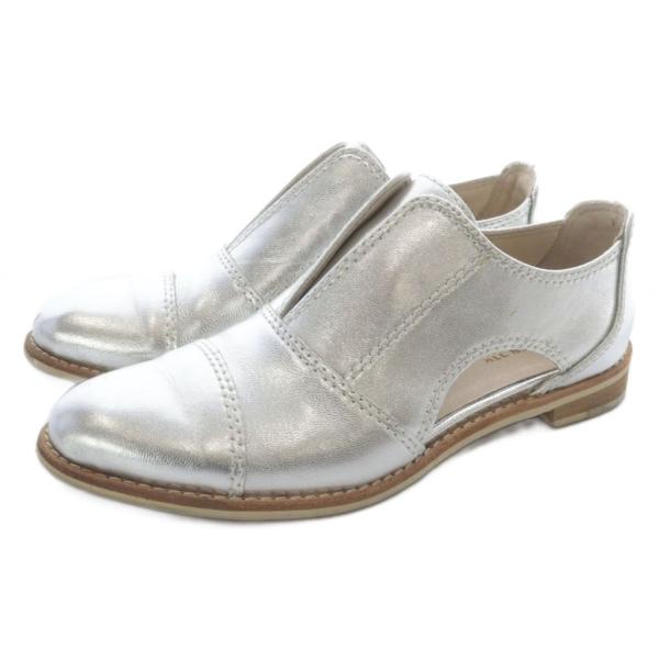 オールブラック ALL BLACK CAP TOE SIDE OPEN SHOES レザーシューズ 37 シルバー色 /SR レディース【ブランド】オールブラック ALL BLACK【表記サイズ】37【実寸サイズ】ヒールの高さ：2cm　最大...