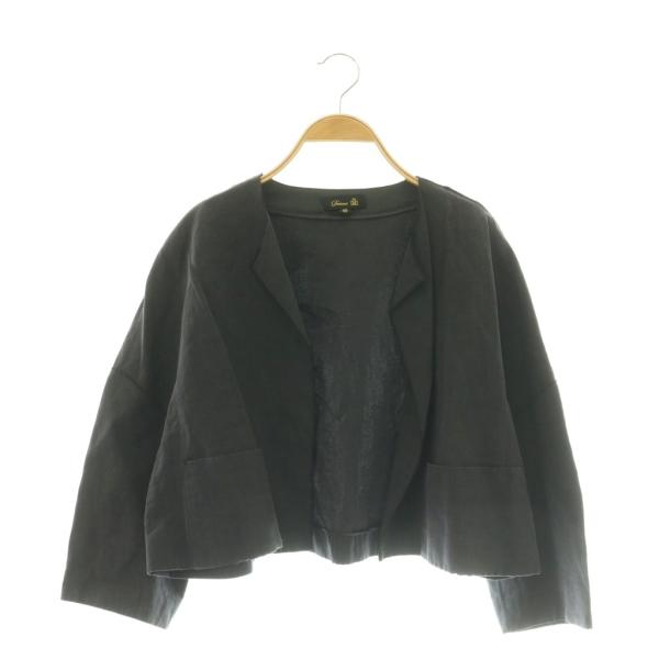ドゥロワー Drawer コットンリネン ドロップショルダージャケット ノーカラー 40 チャコール /CX ■OS レディース【ブランド】ドゥロワー Drawer【表記サイズ】40【実寸サイズ】身幅：53cm　着丈：44cm　ゆき丈：64...