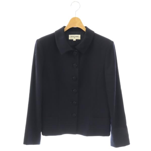 ハナエモリ HANAE MORI ウール ジャケット アウター 11A3 紺 /NR ■OS レディース【ブランド】ハナエモリ HANAE MORI【表記サイズ】11A3【実寸サイズ】肩幅：39cm　身幅：45.5cm　着丈：53.5cm　...
