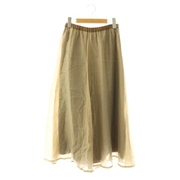 パドカレ pas de calais マキシ丈スカート ロング フレア サテン 36 ベージュ ブラウン /CX ■OS レディース【ブランド】パドカレ pas de calais【表記サイズ】36【実寸サイズ】ウエスト：64cm　ヒップ：...