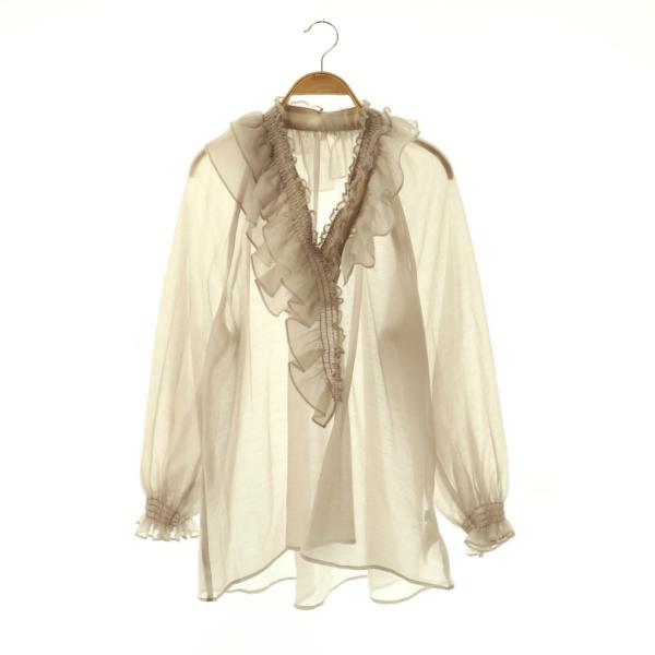 ジャーナルスタンダードレサージュ journal standard L'essage 24AW ファインオーガンザフリルブラウス グレージュ レディース【ブランド】ジャーナルスタンダードレサージュ journal standard L'es...