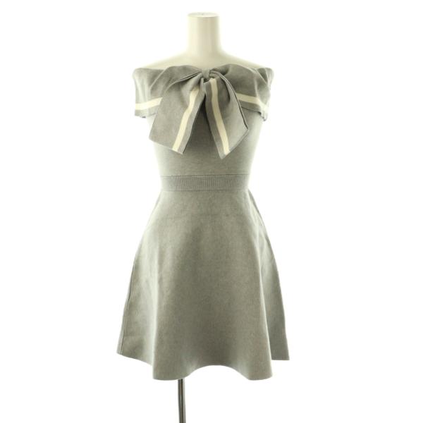 未使用品 ダーリッチ Darich 24SS ビッグリボンオフショルニットミニワンピース F-L グレー 白 /CX ■OS レディース【ブランド】ダーリッチ Darich【表記サイズ】F-L【実寸サイズ】身幅：29cm　総丈：69cm　　...