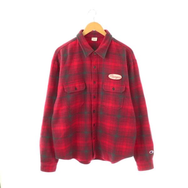 チャンピオン CHAMPION ロングスリーブフランネルシャツ 長袖 L レッド グレー C3-A410 /DO ■OS メンズ【ブランド】チャンピオン CHAMPION【表記サイズ】L【実寸サイズ】肩幅：52cm　身幅：56.5cm　着丈...