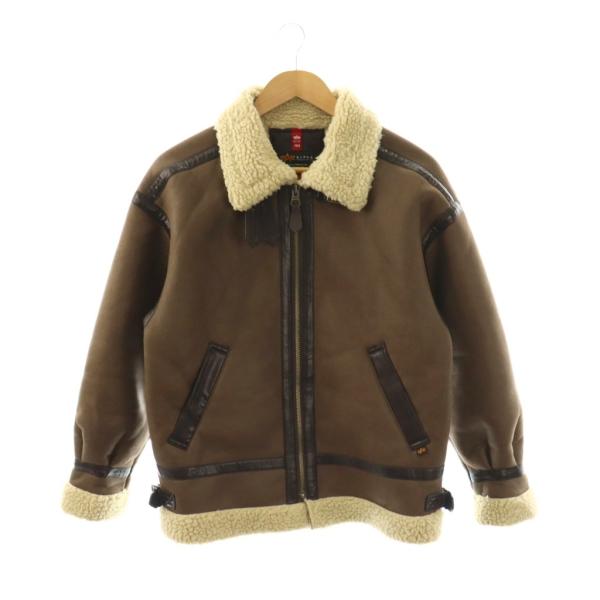 アルファインダストリーズ ALPHA INDUSTRIES B-3 フェイクムートンジャケット ジップアップ M ブラウン /HK ■OS メンズ【表記サイズ】M【実寸サイズ】肩幅：58cm　身幅：53cm　着丈：61.5cm　袖丈：51c...
