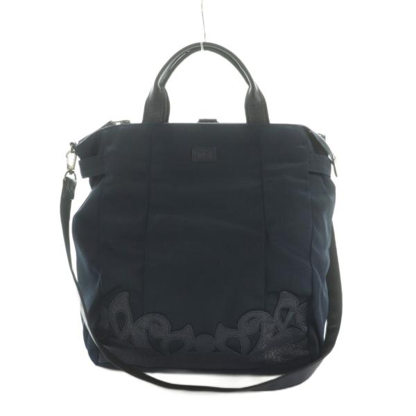 イビサ IBIZA 2WAY ハンドバッグ ショルダーバッグ レザーハンドル 紺 /MI ■OS レディース【ブランド】イビサ IBIZA【表記サイズ】表記なし【実寸サイズ】持ち手の長さ：28cm　ヨコ：38.5cm　タテ：32.5cm　マ...