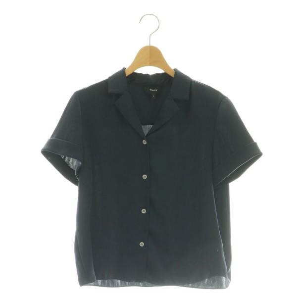 セオリー Theory 24SS CRUSHED ATIN SS CAMP SHIRT NP シャツ ブラウス サテン S ネイビー /CX ■OS レディース【ブランド】セオリー Theory【表記サイズ】S【実寸サイズ】肩幅：40cm　...