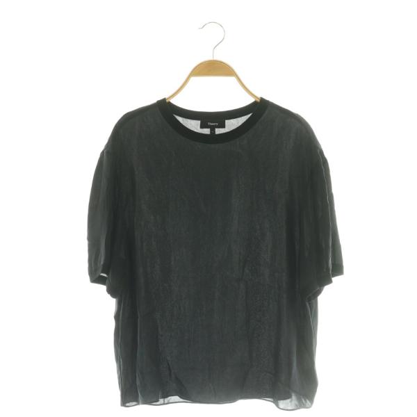 セオリー Theory 25SS SILK COMBO OS BOXY TEE C カットソー シルク S ブラック /CX ■OS レディース【ブランド】セオリー Theory【表記サイズ】S【実寸サイズ】肩幅：44cm　身幅：46cm　...