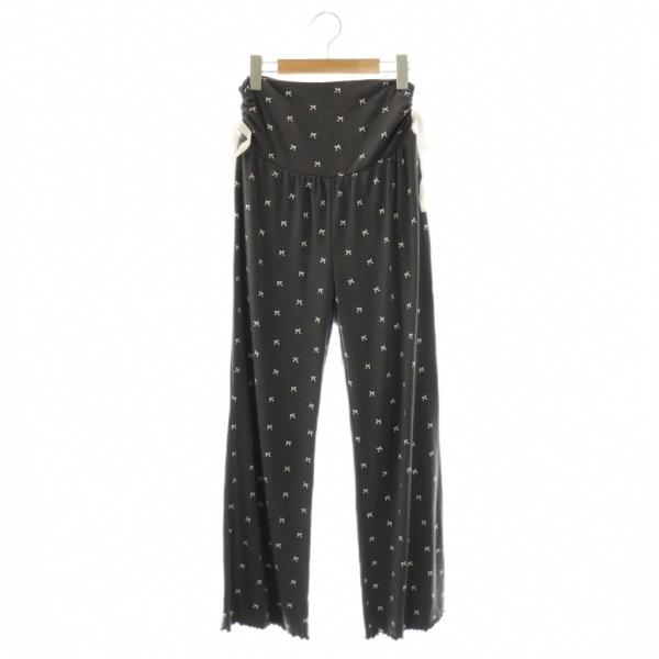 ジェラートピケ gelato pique 25AW 針抜きリボン柄ロングパンツ イージー F グレー /HK ■OS レディース【ブランド】ジェラートピケ gelato pique【表記サイズ】F【実寸サイズ】ウエスト：58cm　もも幅：2...