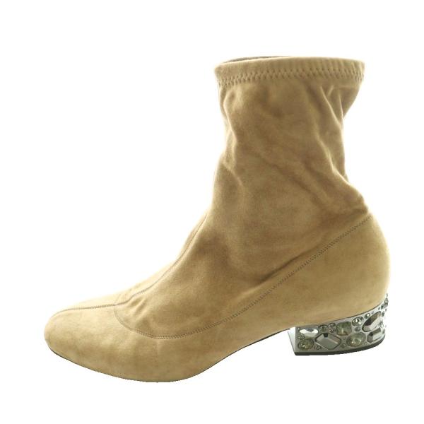 ジミーチュウ JIMMY CHOO ビジューヒールスウェードソックスブーツ ショート 茶 ブラウン 40 /SS ■OS レディース【ブランド】ジミーチュウ JIMMY CHOO【表記サイズ】40(25cm)【実寸サイズ】筒周り：約23.5...