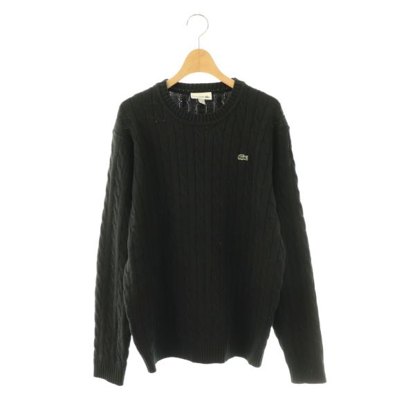 ラコステ LACOSTE コットンケーブルニットセーター 長袖 S ブラック /HK ■OS メンズ【ブランド】ラコステ LACOSTE【表記サイズ】S【実寸サイズ】肩幅：44cm　身幅：55cm　着丈：65.5cm　袖丈：62cm　　【素...
