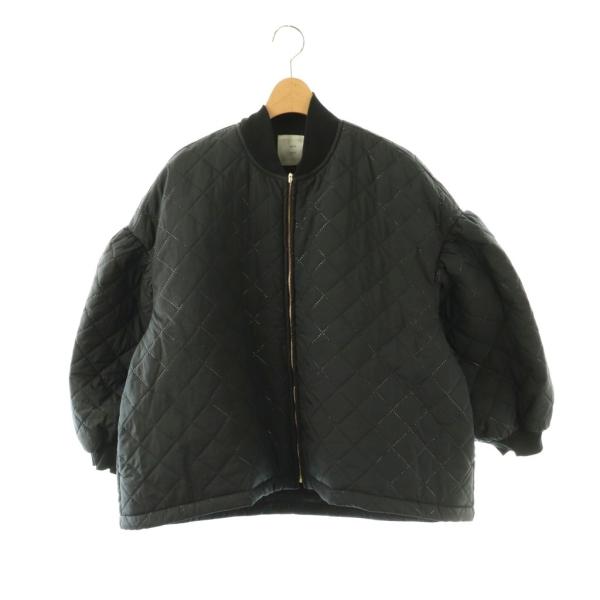 未使用品 ローブデポー ROBE de PEAU キルティングブルゾン 中綿ジャケット ジップアップ ショート丈 F 黒 ブラック タグ付き /BB ■SH レディース【表記サイズ】F【実寸サイズ】肩幅：59.5cm　身幅：62cm　着丈：...