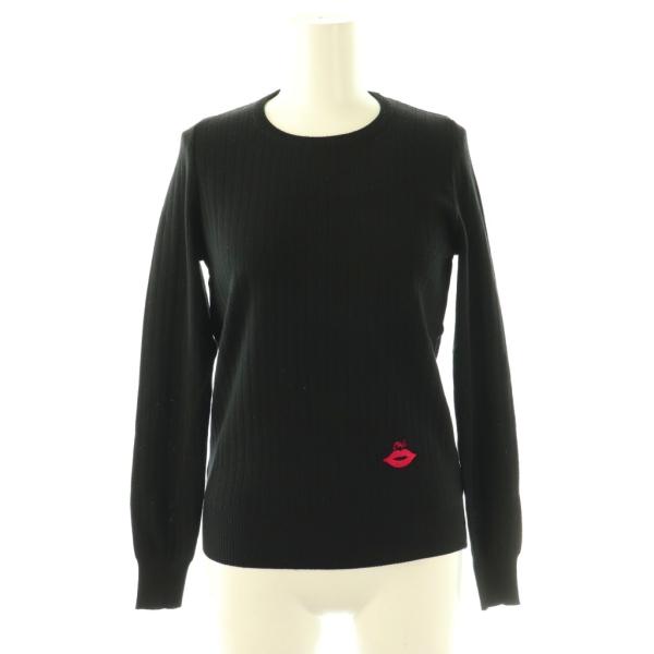 オブリ OBLI リップ刺繍リブニット プルオーバー ブラック /DF ■OS ■SH レディース【ブランド】オブリ OBLI【表記サイズ】サイズ表記なし（実寸サイズをご参考ください。）【実寸サイズ】肩幅：26.5cm　身幅：36cm　着丈...