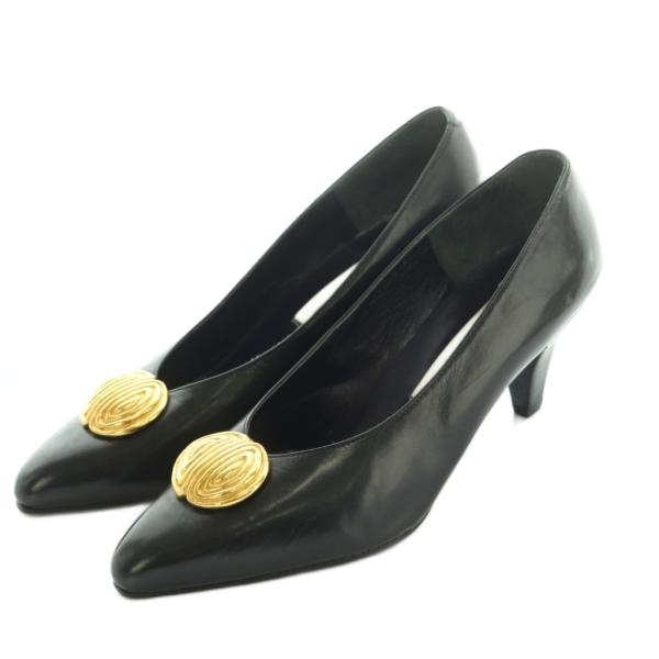 ジバンシィ GIVENCHY パンプス ポインテッドトゥ ミドルヒール 37 24.0cm 黒 ゴールドカラー /MI ■OS レディース【ブランド】ジバンシィ GIVENCHY【表記サイズ】37 24.0cm【実寸サイズ】ヒールの高さ：6...