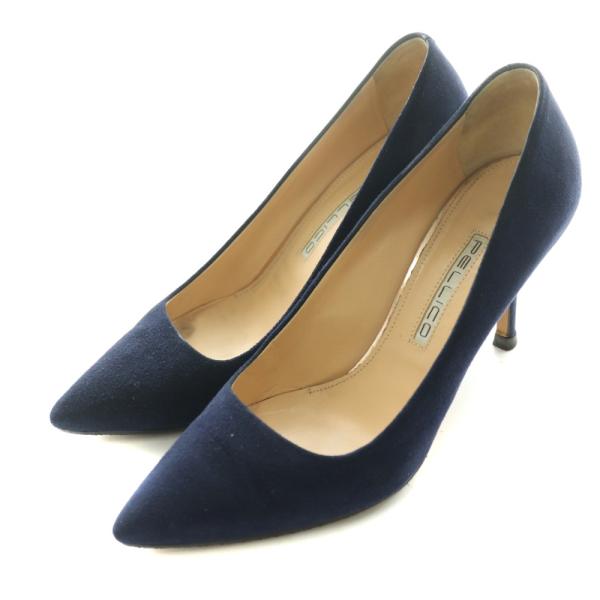 ペリーコ PELLICO ポインテッドトゥパンプス スエード 38 紺 ネイビー /SS ■OS レディース【ブランド】ペリーコ PELLICO【表記サイズ】38(25cm)【実寸サイズ】ヒールの高さ：約6cm　最大幅：約8cm　　【素材】...