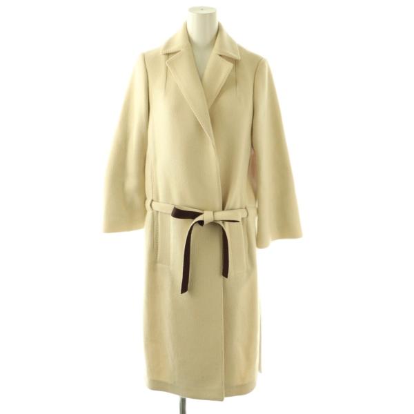 ミカコナカムラ MIKAKO NAKAMURA カシミヤ ベルテッドコート アウター チェスター 36 アイボリー /NR ■OS レディース【表記サイズ】36【実寸サイズ】肩幅：33.5cm　身幅：46cm　着丈：101.5cm　袖丈：5...