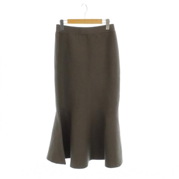 ドレスハーセルフ DRESS HERSELF ニット マーメイドスカート 絹 シルク M カーキブラウン 無地 ロング丈 /AG ■OS レディース【表記サイズ】M【実寸サイズ】ウエスト：約68cm　ヒップ：約90cm　スカート丈：約82c...