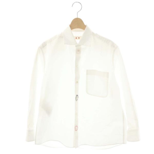 マルニ MARNI 25AW 刺繍入りシャツ カジュアル 長袖 レギュラーカラー 40 白 ホワイト CAMA0631S1 /BB メンズ【ブランド】マルニ MARNI【表記サイズ】40【実寸サイズ】肩幅：44.5cm　身幅：54cm　着丈...