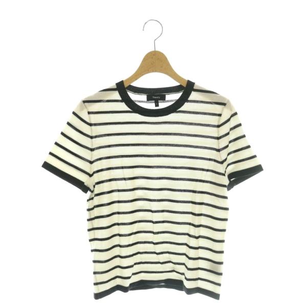 セオリー Theory 24AW NEO BERING SLIM CREW S カットソー ニット プルオーバー ボーダー M 黒 アイボリー /CX ■OS レディース【ブランド】セオリー Theory【表記サイズ】M【実寸サイズ】肩幅：...