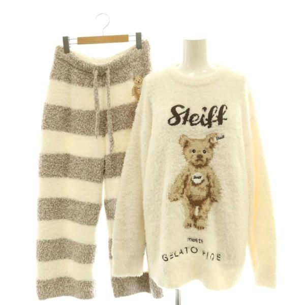 ジェラートピケ 24AW Steiff セットアップ ジェラートJamesジャガードプルオーバー ジェラートメランジ2ボーダーロングパンツ ルームウエア【ブランド】ジェラートピケ gelato pique【表記サイズ】ONE【実寸サイズ】身...