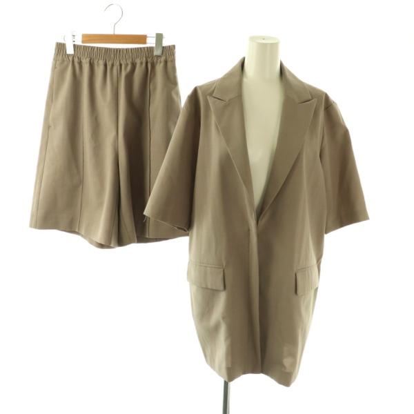 エミ emmi セットアップ 1 グレージュ 無地 テーラード 半袖 ショートパンツ /AZ レディース【ブランド】エミ emmi【表記サイズ】1【実寸サイズ】ジャケット 肩幅：42cm　ジャケット 身幅：52cm　ジャケット 袖丈：31c...