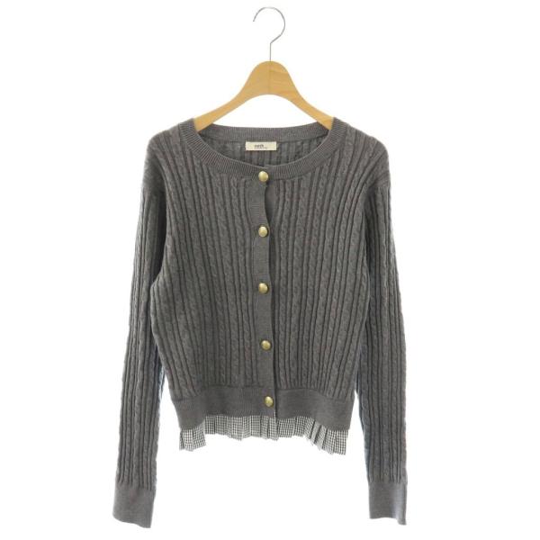 アースミュージック&amp;エコロジー EARTH MUSIC &amp; ECOLOGY プリーツレイヤーケーブルニットカーディガン F グレー /DF ■OS レディース【ブランド】アースミュージック&amp;エコロジー EARTH M...