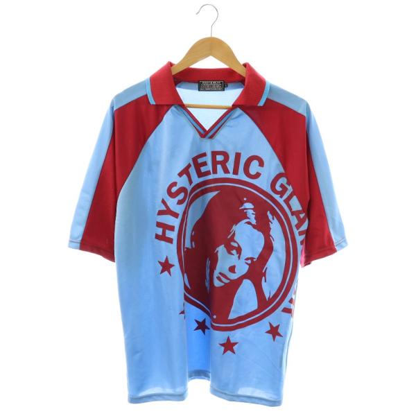 ヒステリックグラマー HYSTERIC GLAMOUR 25SS HYSTERIC 9 Shirt シャツ 半袖 L ライトブルー レッド /HK ■OS メンズ【ブランド】ヒステリックグラマー HYSTERIC GLAMOUR【表記サイズ...