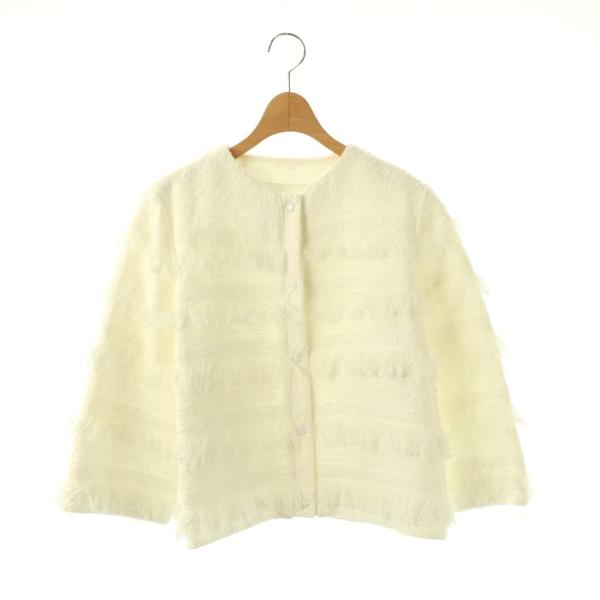 ドゥロワー Drawer フリンジ ノーカラージャケット 38 白 ホワイト /SS ■OS レディース【ブランド】ドゥロワー Drawer【表記サイズ】38(M)【実寸サイズ】肩幅：約40cm　身幅：約50cm　着丈：約52.5cm　袖丈...