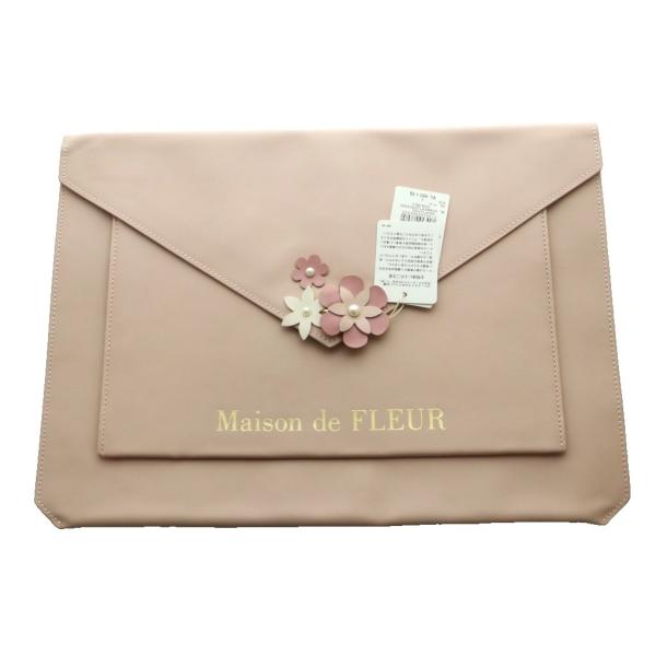 未使用品 メゾンドフルール Maison de FLEUR タグ付き フェイクレザーPCケース バッグ ピンク /SS ■OS レディース【実寸サイズ】ヨコ：約36.3cm　タテ：約26cm　マチ：約1cm　　【素材】本体 合成皮革　裏地 ...