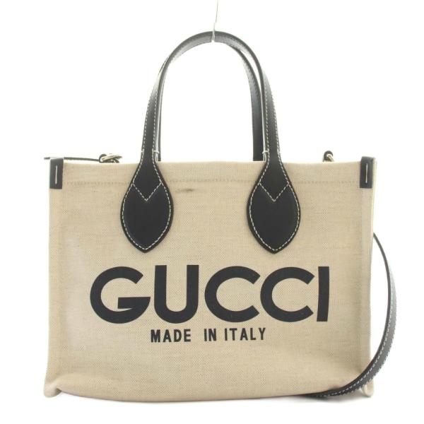 グッチ GUCCI 日本限定 プリントミニトートバッグ 2WAY ハンド ショルダー キャンバス レザー ロゴ ベージュ 黒 ブラック 772144 /BB【ブランド】グッチ GUCCI【実寸サイズ】持ち手の長さ：31cm　ヨコ：27cm　...