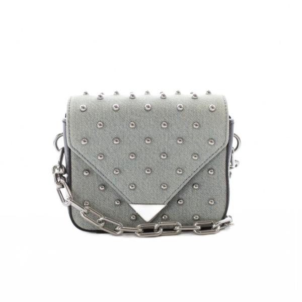 アレキサンダーワン ALEXANDER WANG プリズマ Prisma エンベロープ ミニ ショルダーバッグ デニム スタッズ 青 黒 ブラック /RI ■OS 【ブランド】アレキサンダーワン ALEXANDER WANG【実寸サイズ】持...