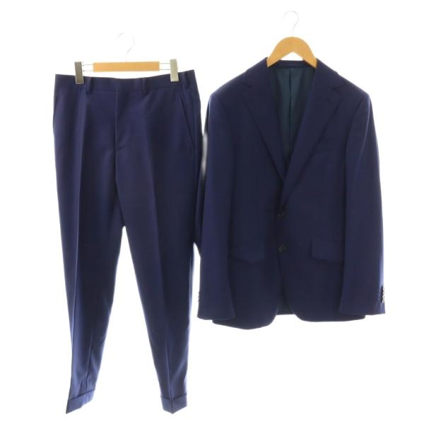 銀座グローバルスタイル セットアップスーツ VITALE BARBERIS CANONICO生地 ジャケット 総裏地 2B パンツ ネイビー /DO ■OS ■AD【表記サイズ】表記なし【実寸サイズ】ジャケット 肩幅：43cm　ジャケット ...