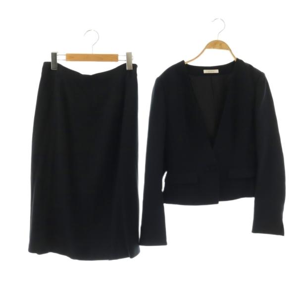 エポカ EPOCA ジャケット ノーカラー スカート フレア 膝丈 セットアップ 40 ネイビー /HK ■OS レディース【ブランド】エポカ EPOCA【表記サイズ】40【実寸サイズ】ジャケット 肩幅：36cm　ジャケット 身幅：44cm...