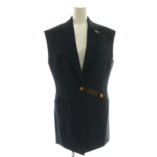 ルイヴィトン LOUIS VUITTON 23SS スリーブレス テーラードジャケット ベスト ロゴ ウール 38 紺 ネイビー /NR ■OS レディース【ブランド】ルイヴィトン LOUIS VUITTON【表記サイズ】38【実寸サイズ】...