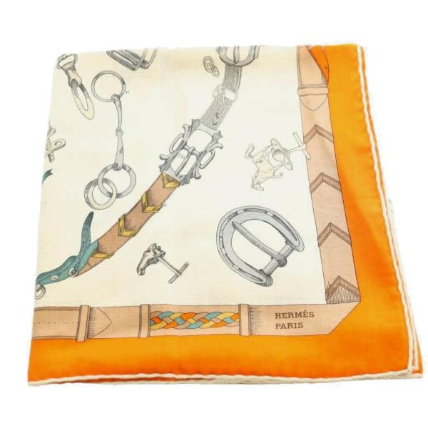 エルメス HERMES LES CHEVAUX DECHAINES 140 カレジェアン140 スカーフ 大判 カシミヤ シルク混 総柄 グレージュ 244096S /BB ■OH【ブランド】エルメス HERMES【実寸サイズ】縦：136c...