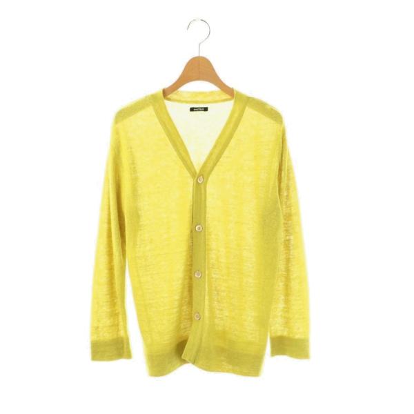マイヨ maillot mature summer cardigan カーディガン Vネック リネン混 0 イエローグリーン MAK-20171 /CX ■OS レディース【ブランド】マイヨ maillot【表記サイズ】0【実寸サイズ】肩幅...