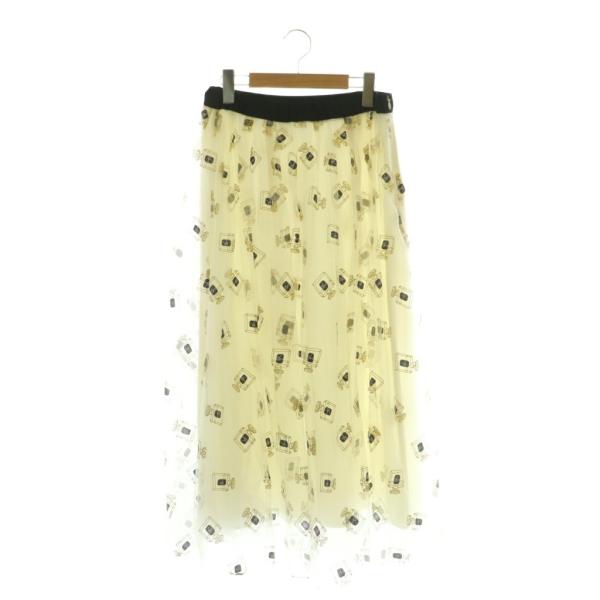 グレースクラス GRACE Class パフュームプリントチュールスカート フレアスカート ロング 38 オフホワイト /DF ■OS レディース【ブランド】グレースクラス GRACE Class【表記サイズ】38【実寸サイズ】ウエスト：6...