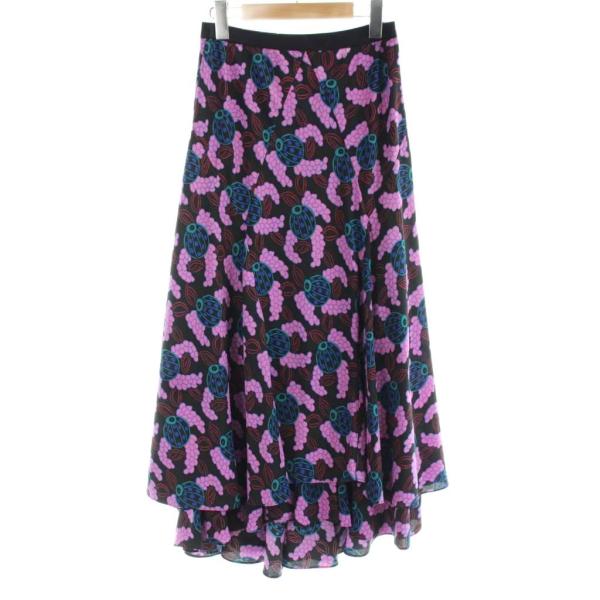 ダイアンフォンファステンバーグ DIANE von FURSTENBERG 総柄 フリルスカート 4 黒 ブラック ピンク /AB ■OS レディース【ブランド】ダイアンフォンファステンバーグ DIANE von FURSTENBERG【表...