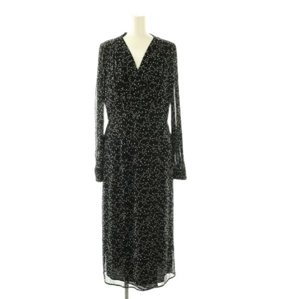 エスカーダ ESCADA シアー総柄カシュクールロングワンピース シルク 36 黒 白 /CX ■OS ■SH レディース【ブランド】エスカーダ ESCADA【表記サイズ】36【実寸サイズ】肩幅：39cm　身幅：46cm　着丈：123cm　...