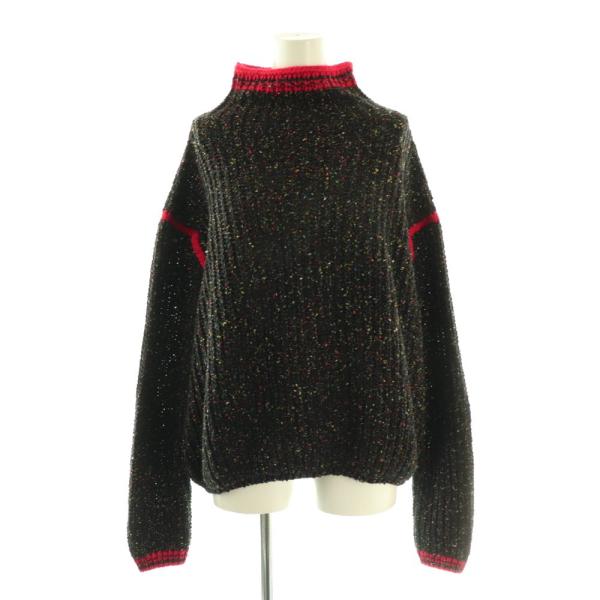 エルマンノ シェルヴィーノ Ermanno Scervino ハイネックニット セーター M ブラック レッド マルチカラー /ES ■OS レディース【表記サイズ】M【実寸サイズ】肩幅：55cm　身幅：54cm　着丈：54cm　袖丈：58...