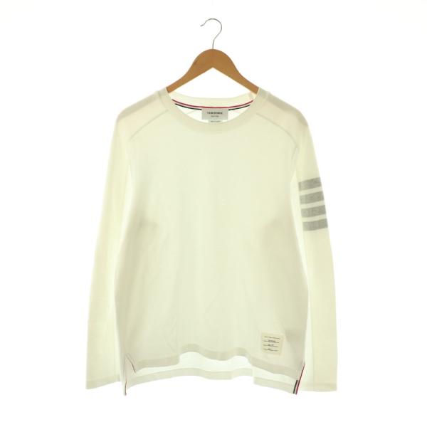 トムブラウン THOM BROWNE ミラノコットン 4BAR Tシャツ カットソー 長袖 2 ホワイト /DF ■OS メンズ【ブランド】トムブラウン THOM BROWNE【表記サイズ】2【実寸サイズ】身幅：52.5cm　着丈：66cm...